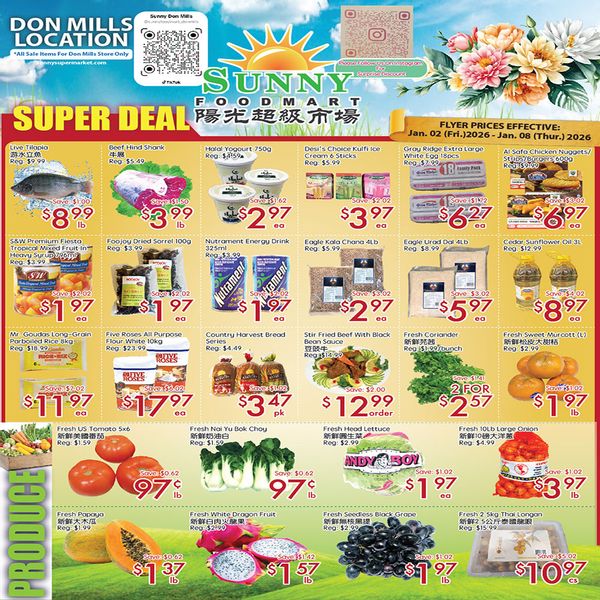 Sunny Foodmart (Don Mills) Flyer January 2 to 8