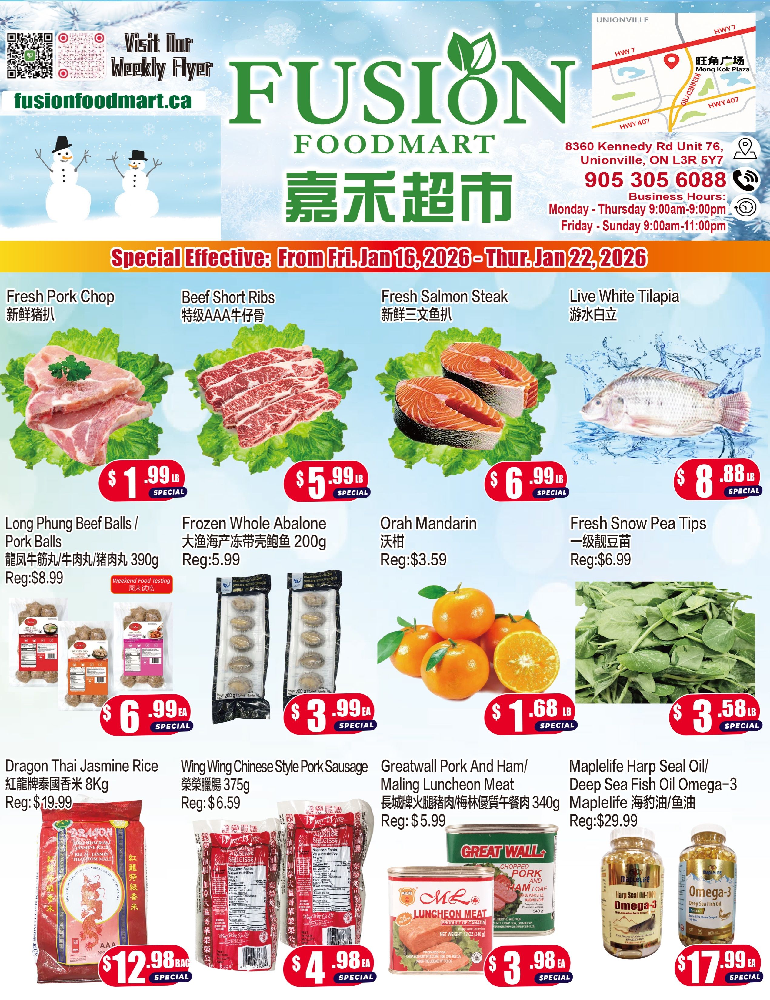 Fusion Supermarket (Unionville) Flyer January 16 to 22